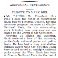 Daines Honors Montanan of the Week: Mark Biel of Flathead County ...